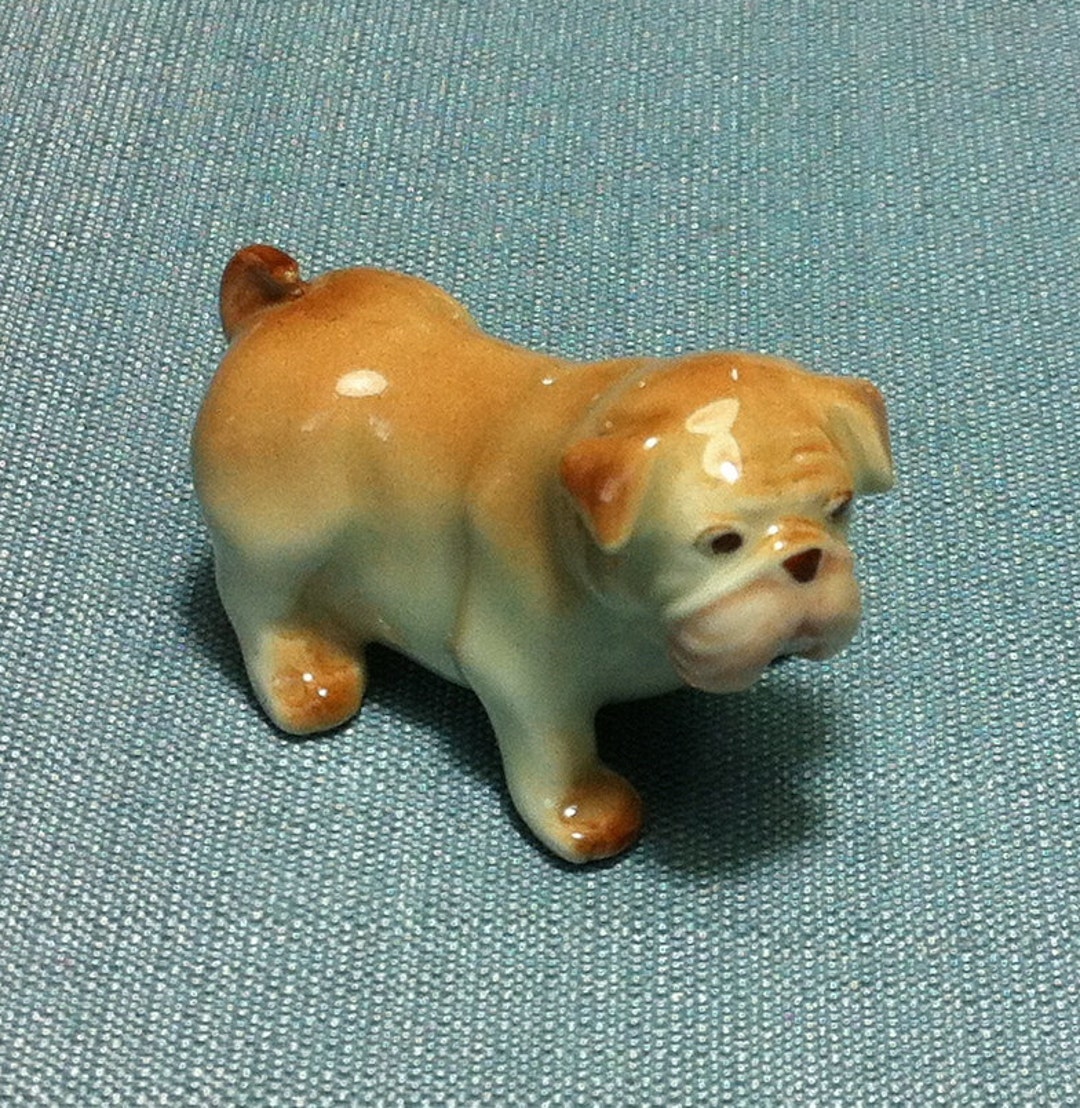 Miniature Ceramic Dog Bulldog Animal Funny Cute Little Tiny - Etsy