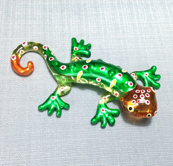 Glass Art Art & Collectibles Blown glass terrarium animal Green lizard ...