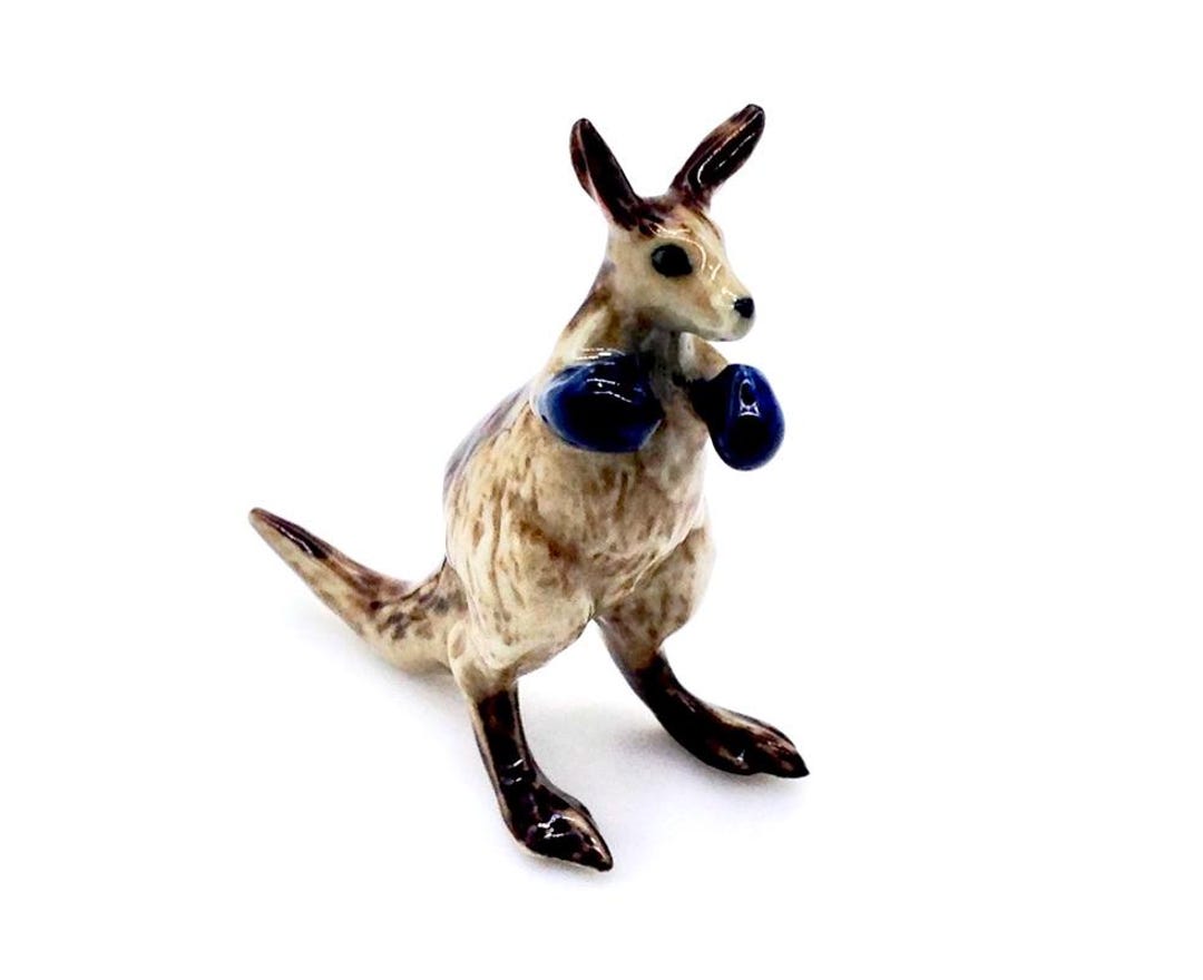 Miniature Ceramic Kangaroo Australia Boxer Animal Little Brown Figurine ...