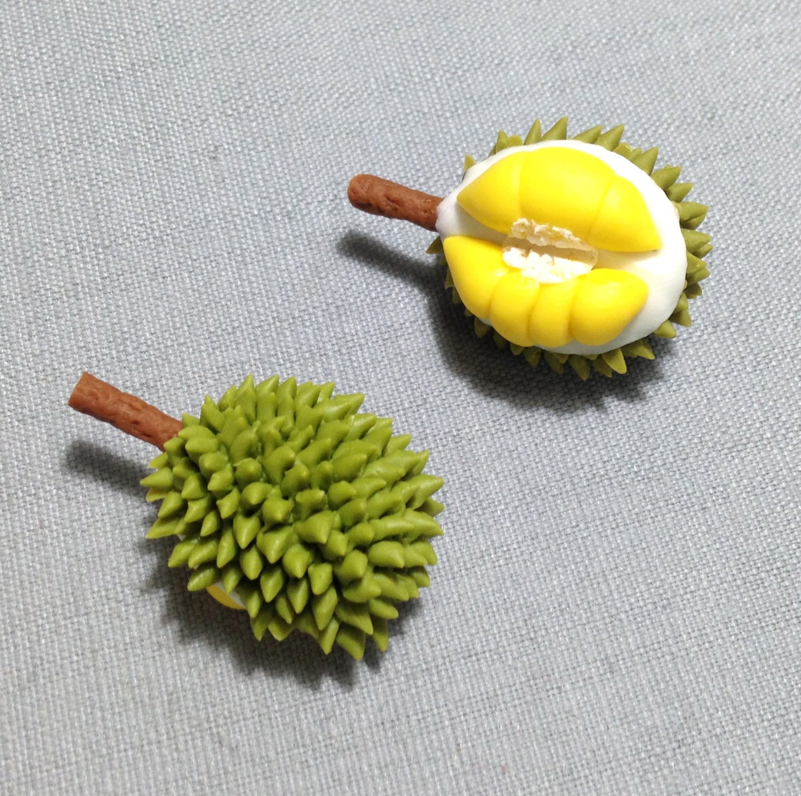 2 Miniature Dollhouse Half Durian Asia Fruit Clay Polymer - Etsy