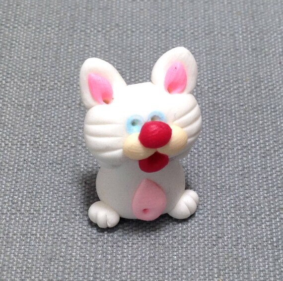 Miniature Funny Cat Kitty Baby White Pink Clay Polymer Cute | Etsy
