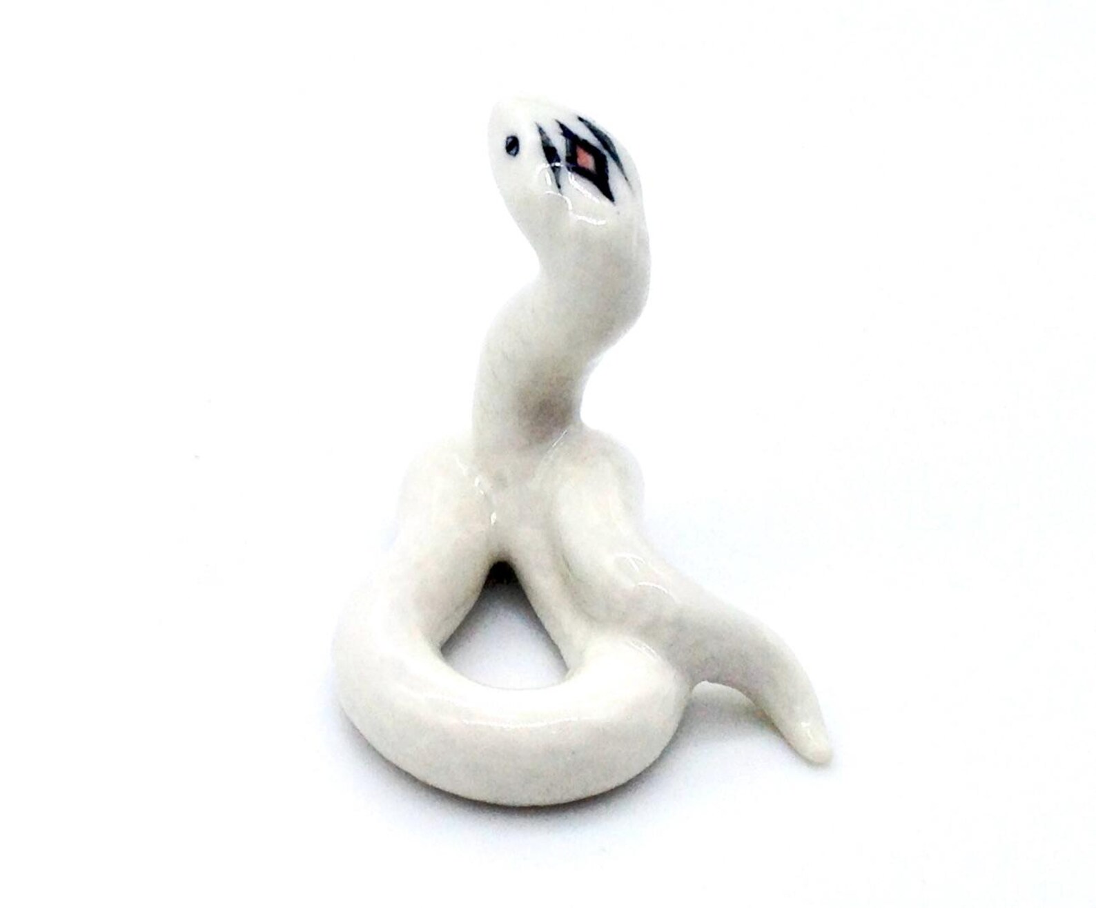 Miniature Ceramic Snake Reptile Cobra Mini Animal Little White Figurine ...