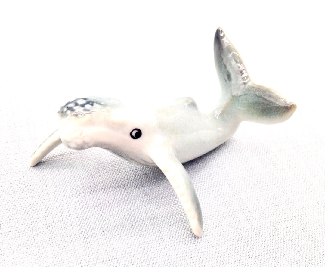 Miniature Ceramic Whale Funny Fish Sea Ocean Animal Cute Little Grey ...