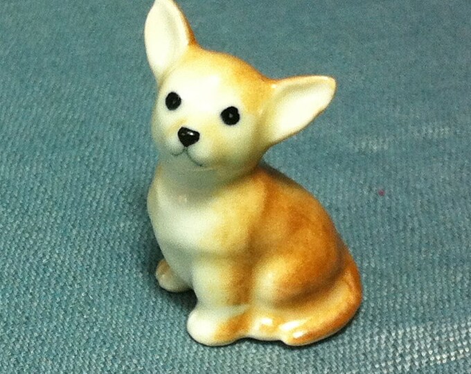 Miniature Ceramic Dog Chihuahua Animal Cute Little Tiny Small Brown ...