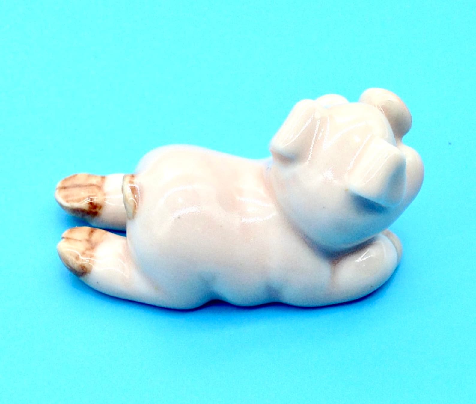 Miniature Ceramic Pig Pork Piglet Laying Animal Little Light Pink ...