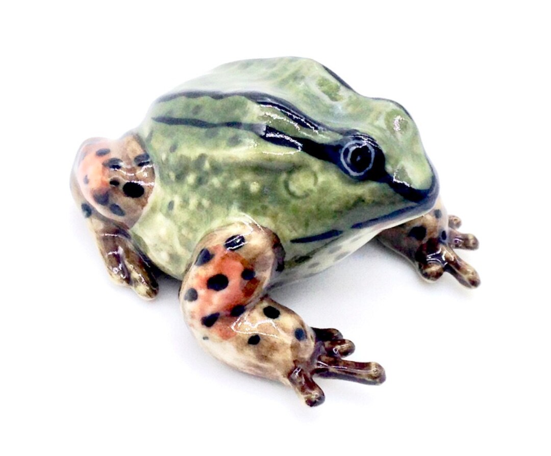 Miniature Ceramic Frog Toad Animal Cute Little Green Brown Black ...