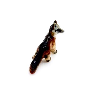 Miniature Ceramic Fox Animal Forest Cute Little Tiny Small Brown White ...