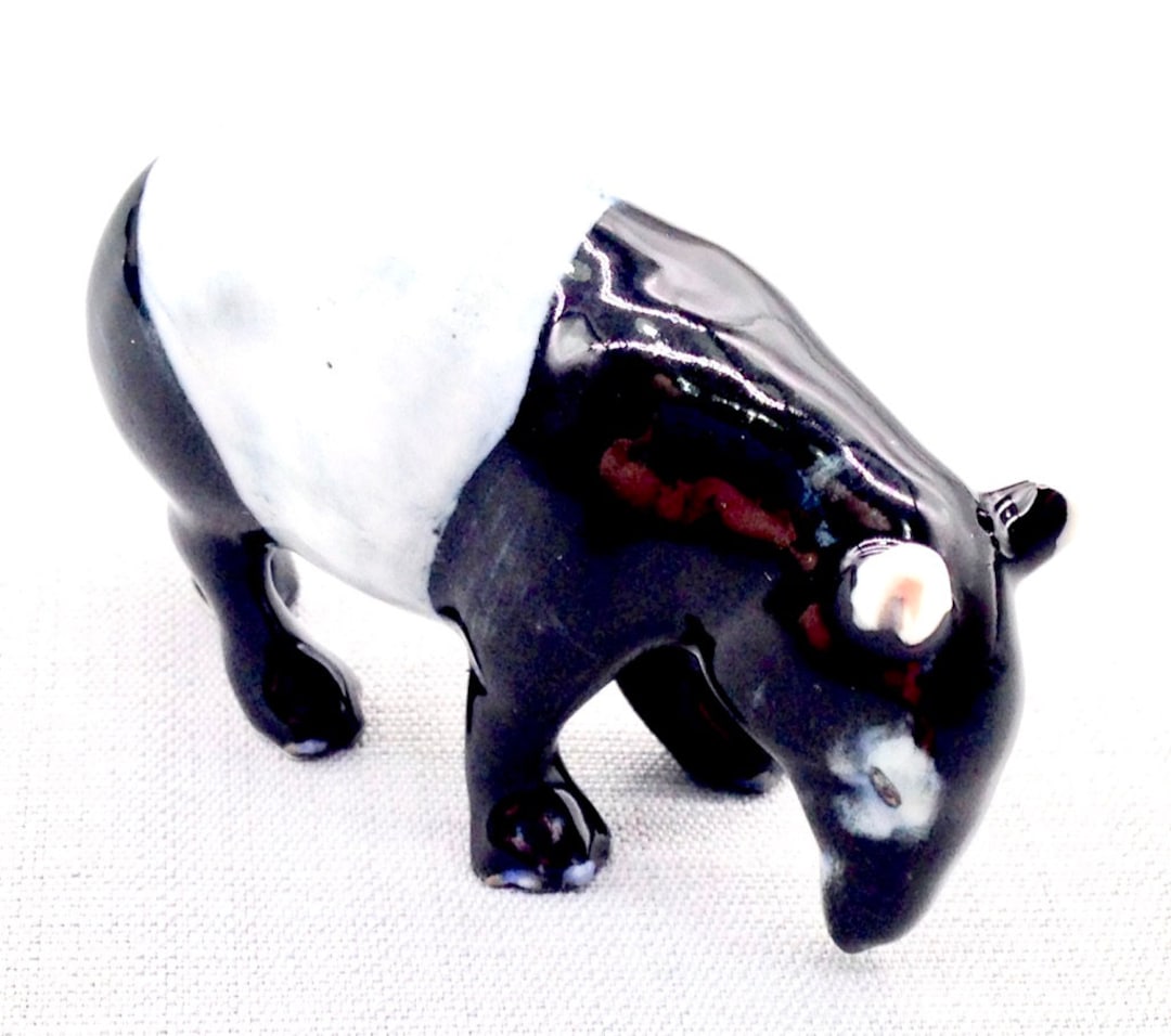 Miniature Ceramic Malayan Tapir Funny Animal Cute Small Black White ...
