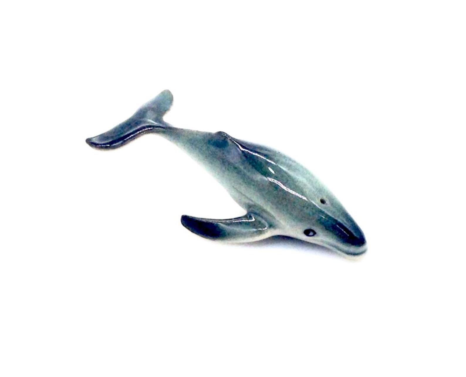 Miniature Ceramic Whale Funny Fish Sea Ocean Animal Little Grey ...