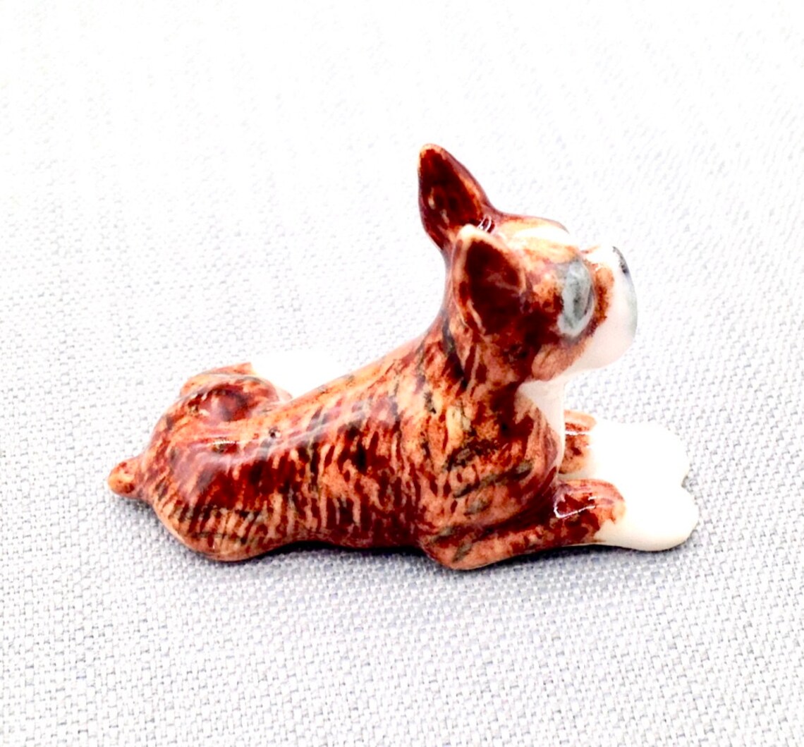 Miniature Ceramic Brindle Boxer Sitting Dog Animal Cute Little - Etsy