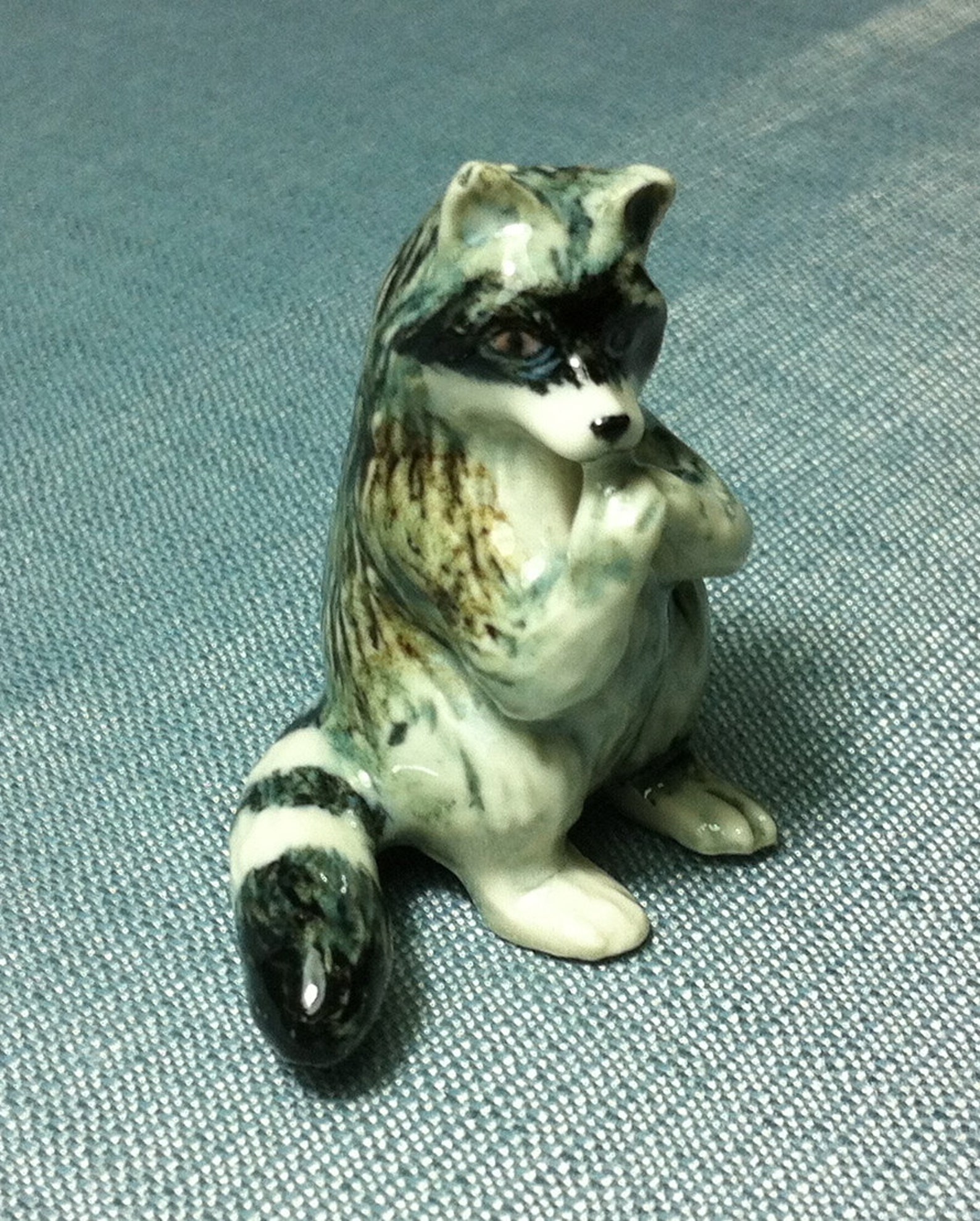 Miniature Ceramic Raccoon Sitting Animal Cute Little Tiny | Etsy