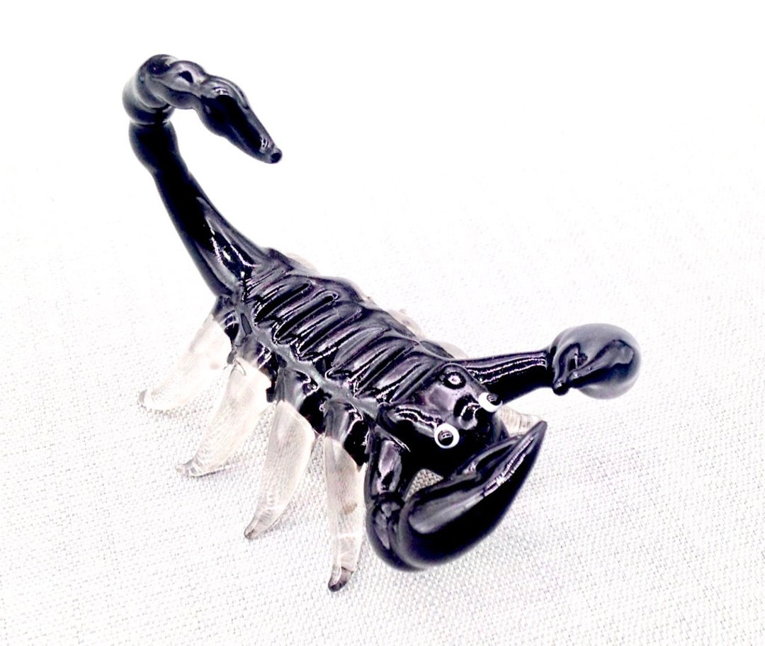 Miniature Hand Blown Glass Scorpion Desert Animal Black Transparent ...