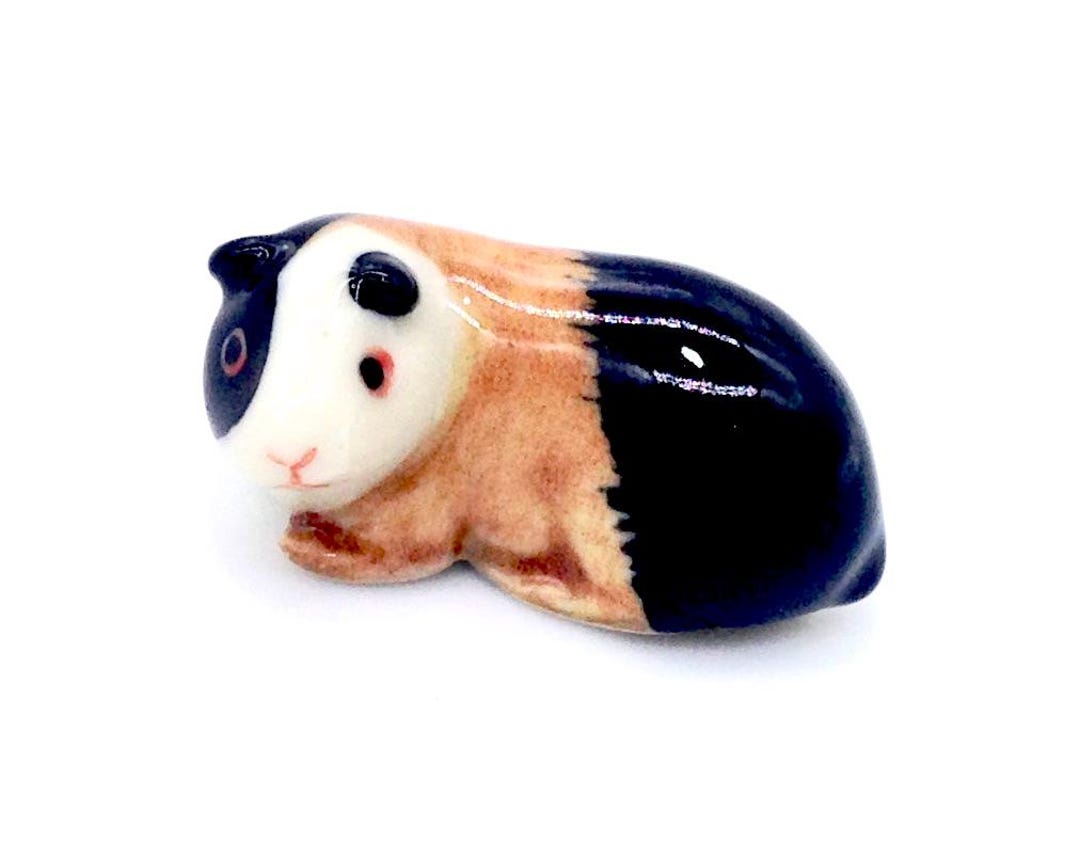 Miniature Ceramic Guinea Pig Animal Pet Little Black White Brown ...