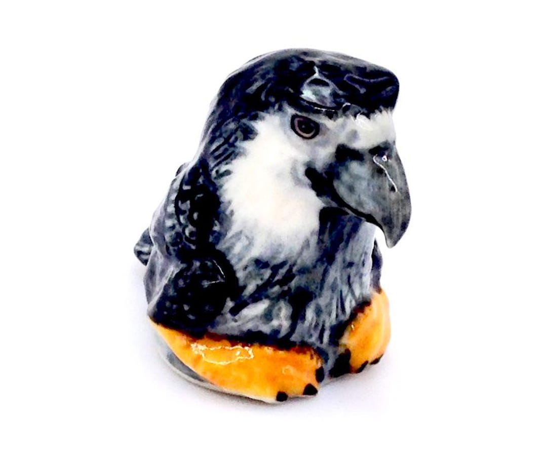 Miniature Ceramic Sewing Thimble Eagle Animal Cute Little Black White ...