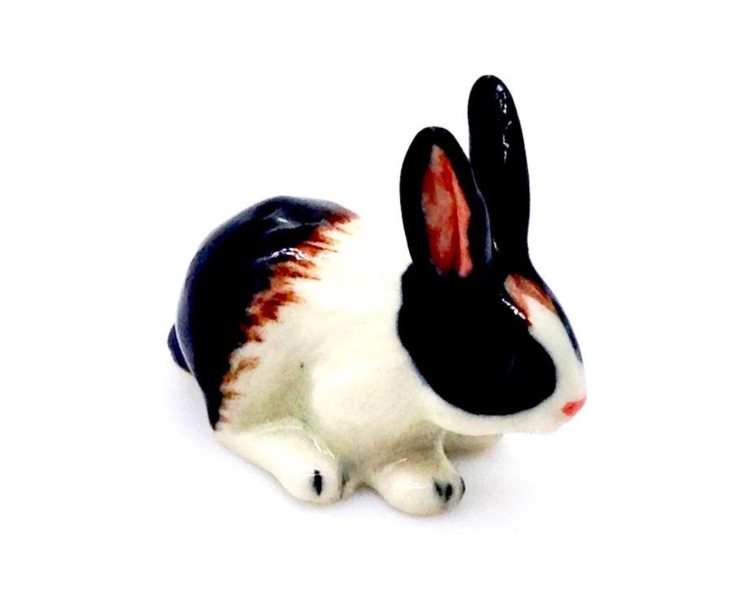 Miniature Ceramic Rabbit Bunny Animal Baby Funny White Black Brown ...