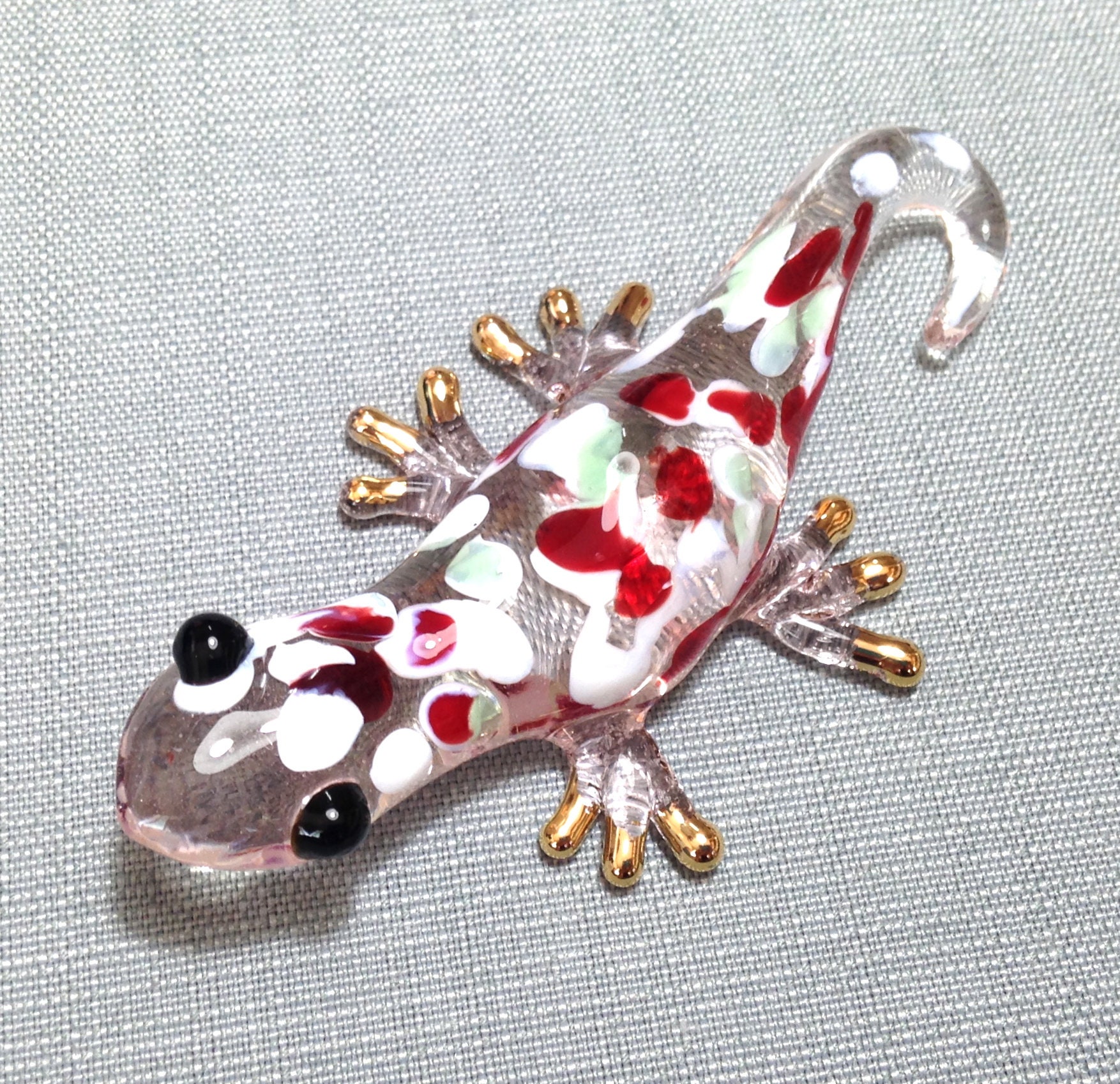 Glass Art Art & Collectibles Blown glass terrarium animal Green lizard ...