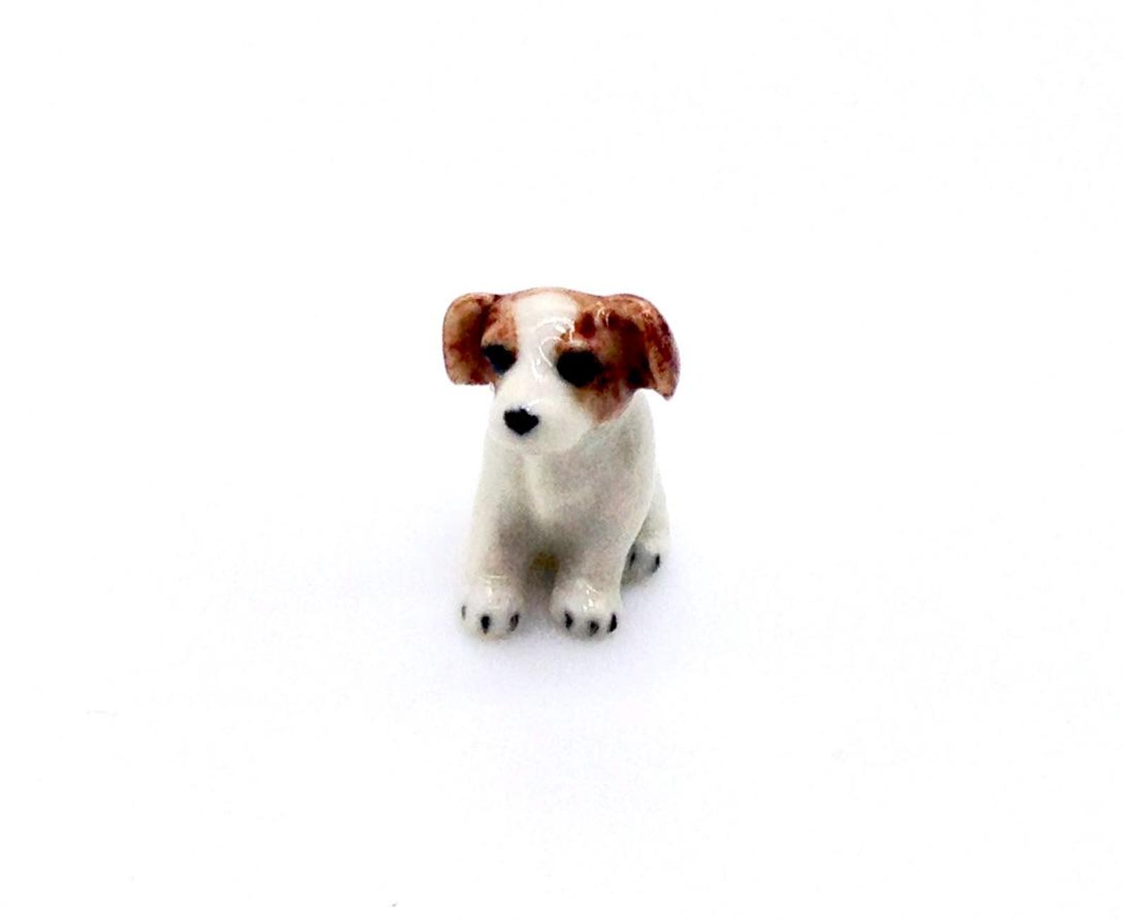 Miniature Ceramic Jack Russel Terrier Dog Mini Animal Little White ...