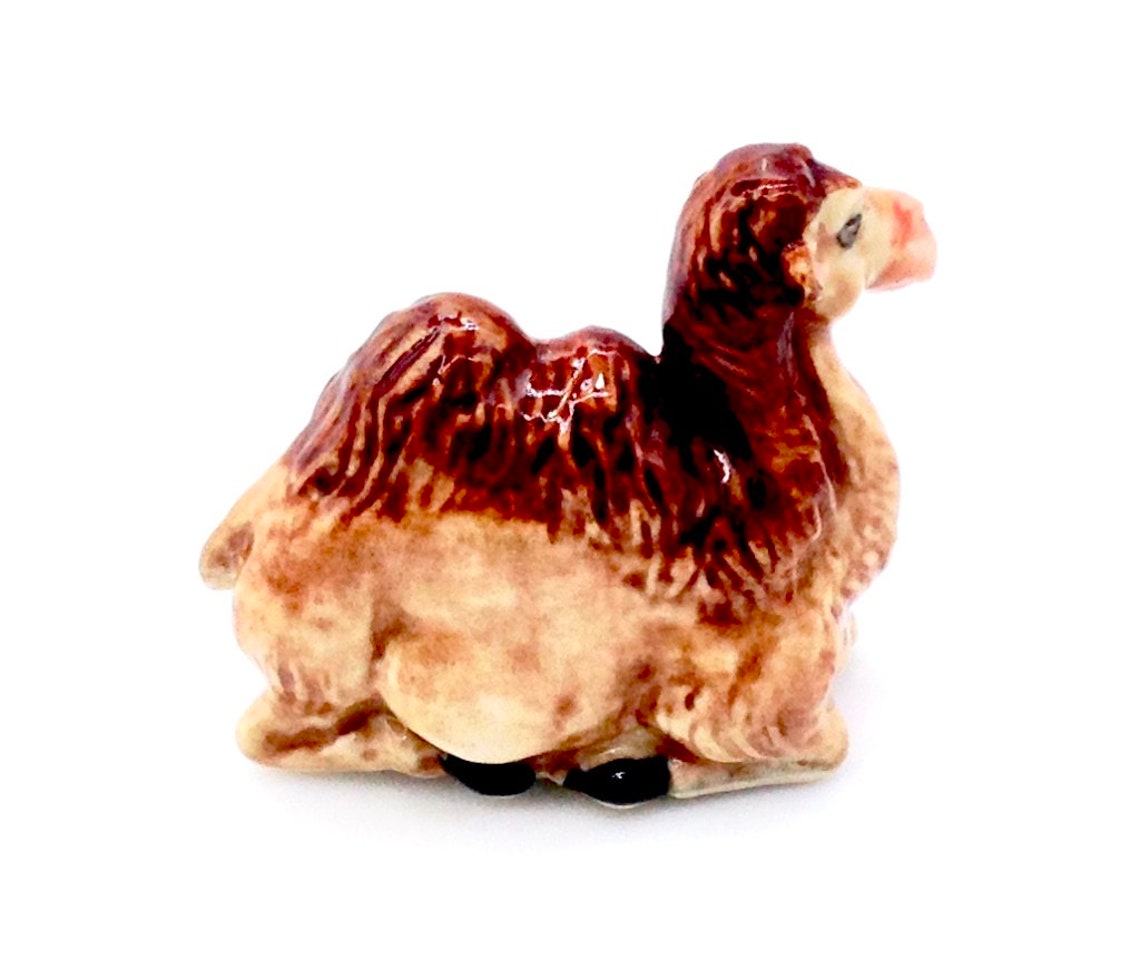 Miniature Ceramic Desert Camel Laying Animal Little Brown Beige ...