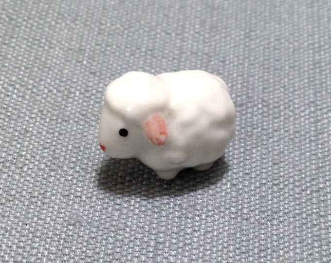 Miniature Ceramic Sheep Funny Baby Animal Cute Little Tiny Small White ...