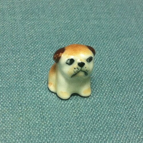 Miniature Ceramic Dog Bulldog Sitting Animal Cute Little Tiny - Etsy