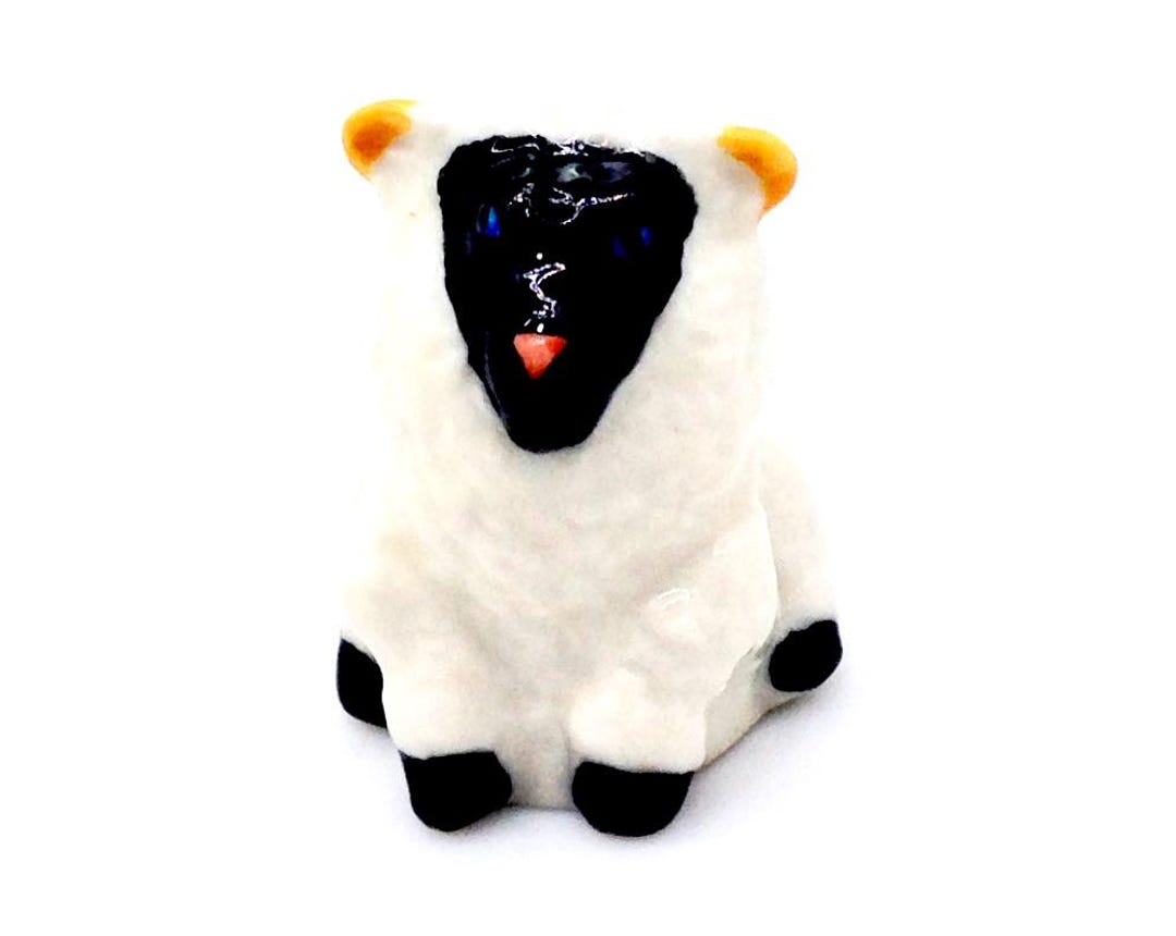 Miniature Ceramic Sewing Thimble Sheep Animal Little White Black ...