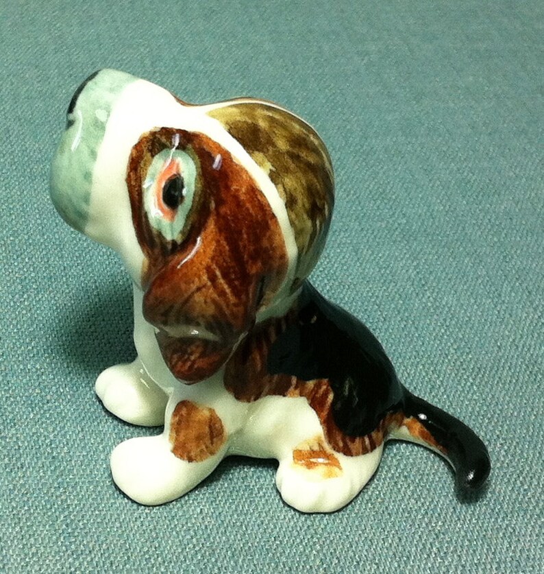 Miniature Ceramic Dog Beagle Puppy Sitting Animal Cute Little | Etsy