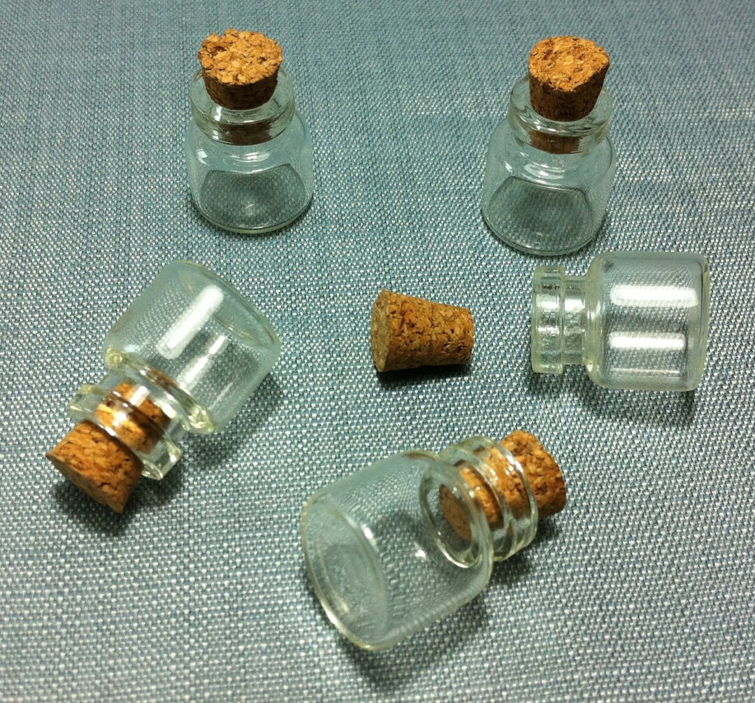 10 Jars Jar Vial Vials Cork Containers Storage Clear Glass Display Cute ...