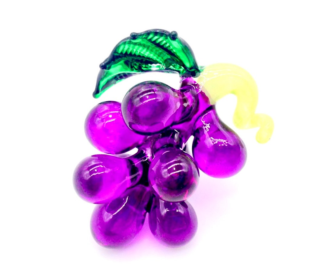 Hand Blown Glass Miniature Bunch of Grape Green Purple Grapes Fruit ...