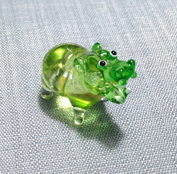 Miniature Hand Blown Glass Hippo Hippopotamus Baby Animal | Etsy