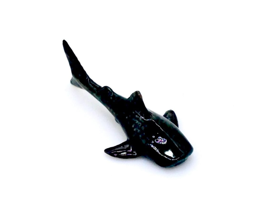 Miniature Ceramic Whale Shark Sea Fish Animal Cute Little Dark Green ...