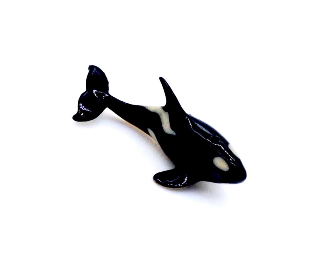 Miniature Ceramic Killer Whale Orca Fish Baby Animal Little Black ...