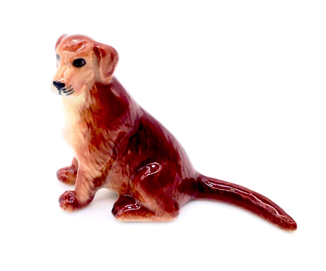 Miniature Ceramic Dog Labrador Pet Animal Cute Little Brown Statue ...