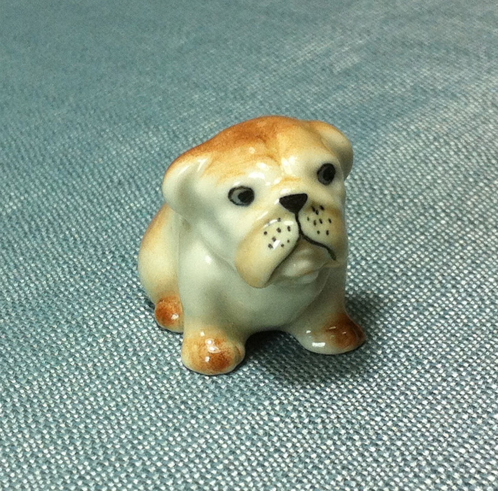 Miniature Ceramic Dog Bulldog Sitting Animal Cute Little Tiny - Etsy