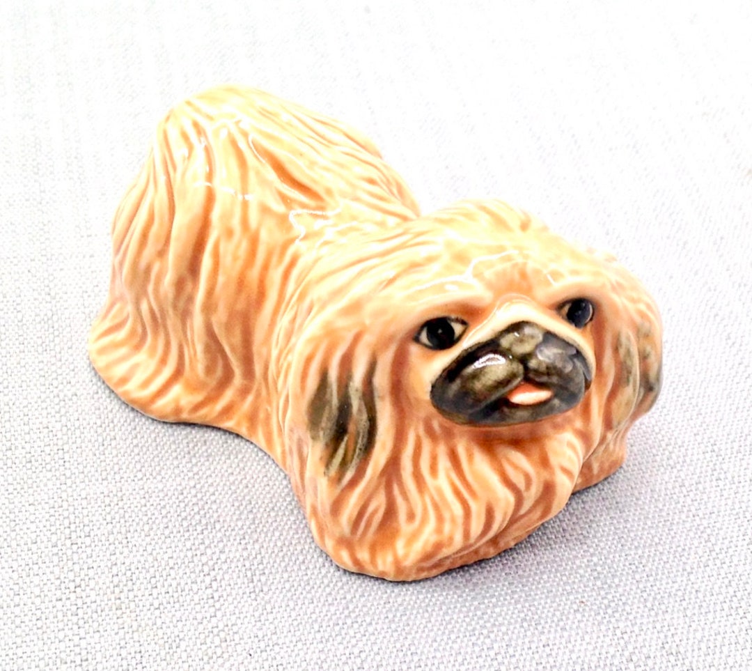 Miniature Ceramic Dog Pekingese Puppy Pet China Animal Cute Little ...