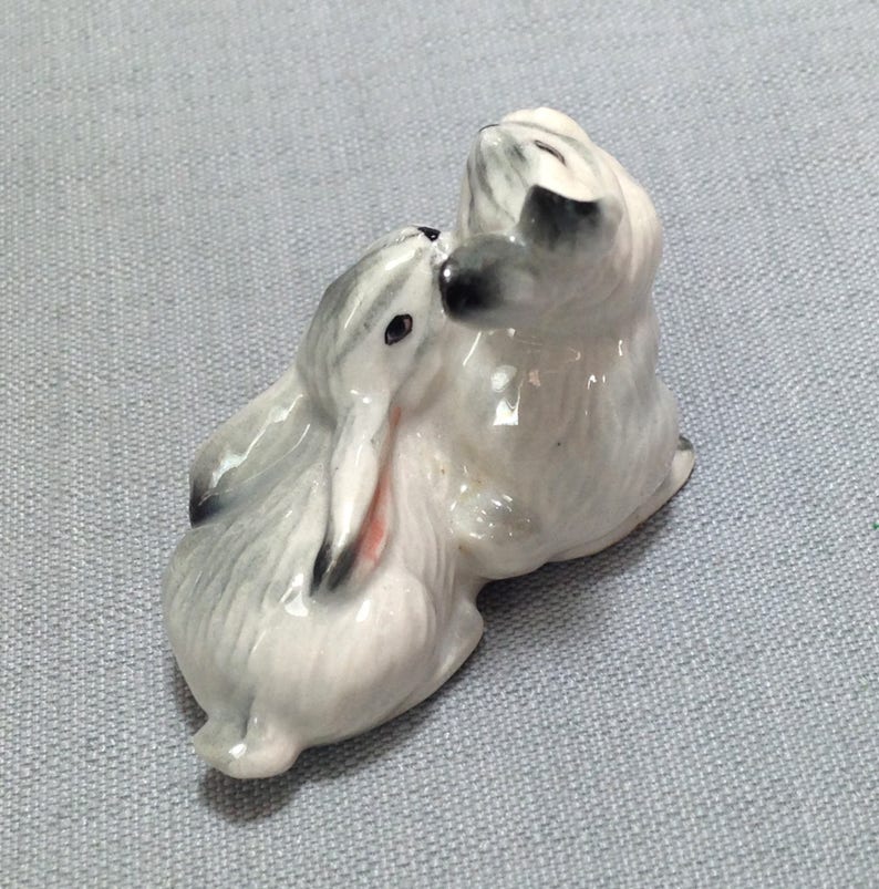 Miniature Ceramic Rabbit Family Bunny Animal Cute Little Funny | Etsy