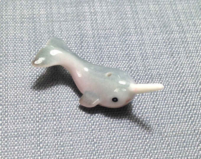 Miniature Ceramic Swordfish Baby Fish Sea Animal Cute Little Grey White ...
