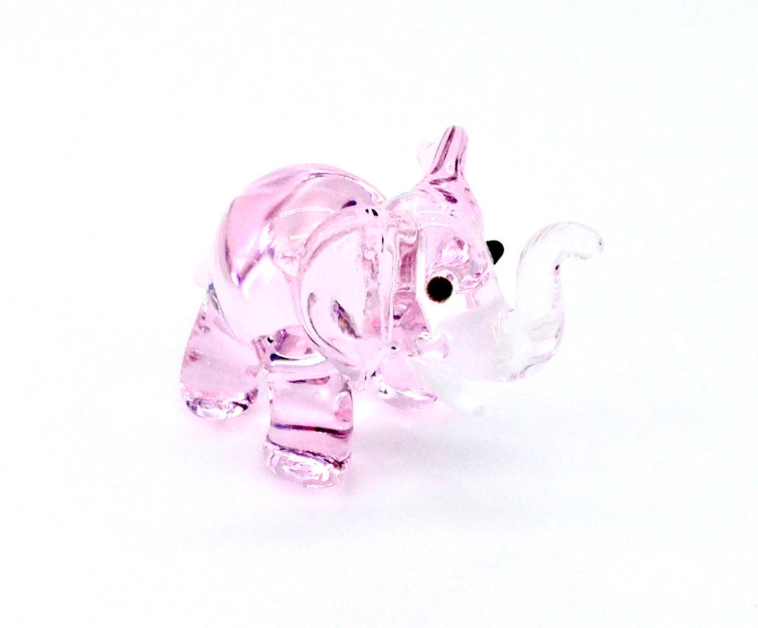 Hand Blown Glass Elephant Animal Miniature Light Pink Transparent ...