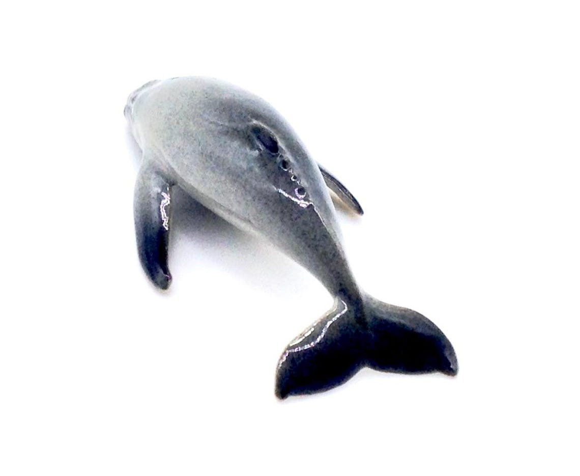 Miniature Ceramic Whale Funny Fish Sea Ocean Animal Little Light Grey ...