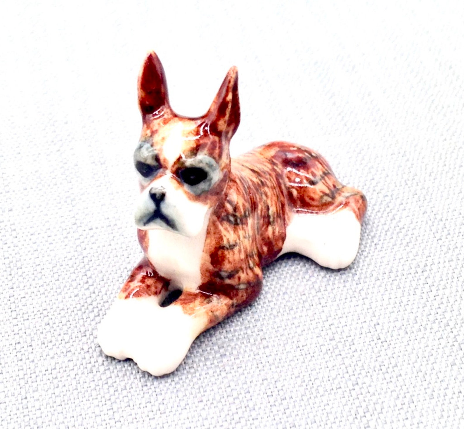 Miniature Ceramic Brindle Boxer Sitting Dog Animal Cute Little - Etsy