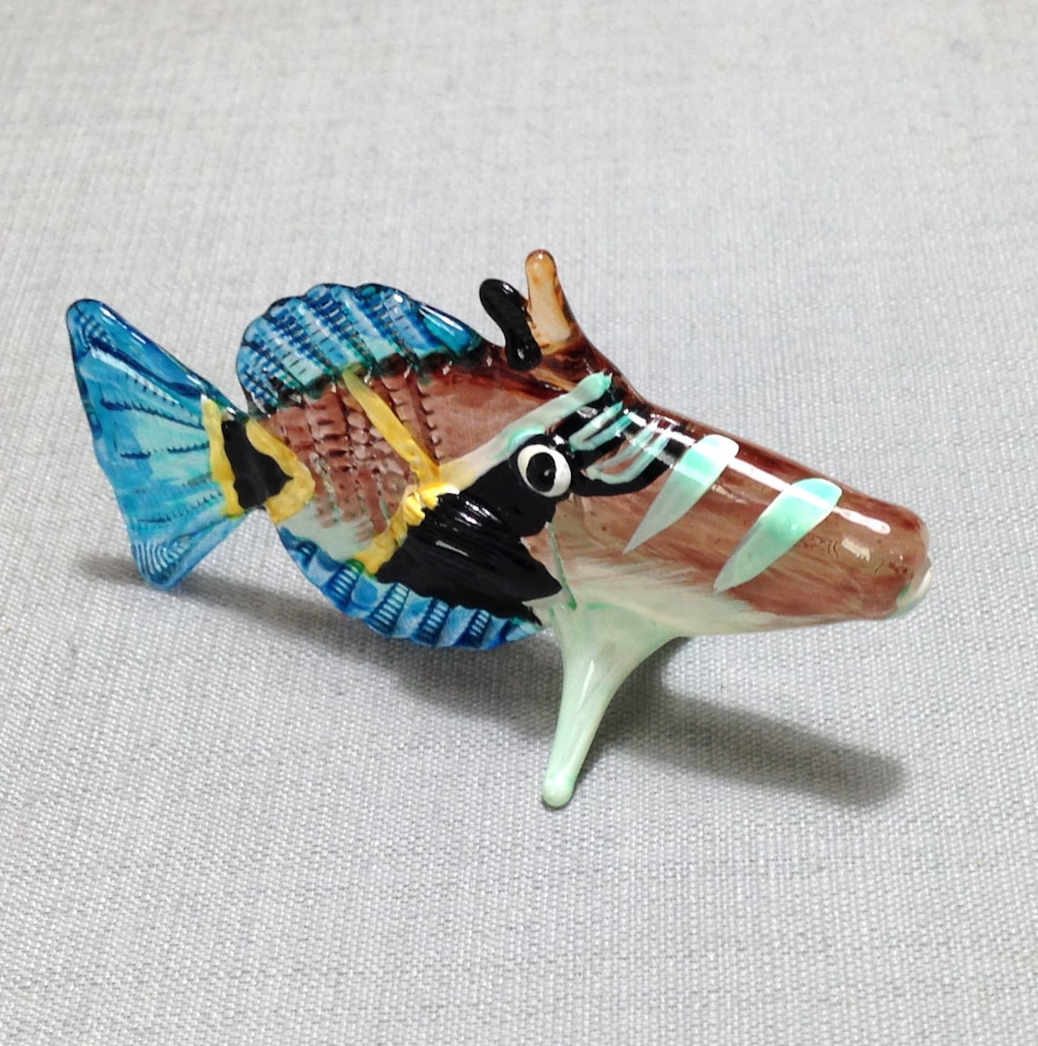 Hand Blown Glass Miniature Exotic Fish Sea Animal Cute Brown - Etsy