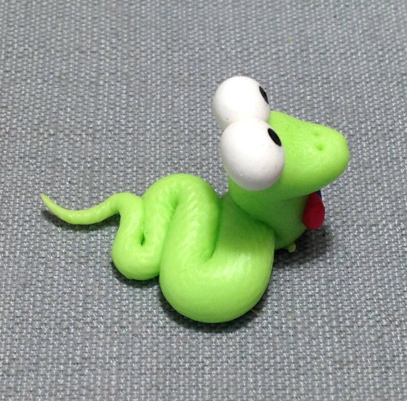 Miniature Funny Snake Green Clay Polymer Cute Little Tiny | Etsy