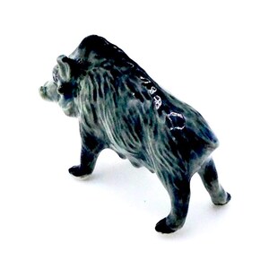 Miniature Ceramic Wild Boar Razorback Animal Cute Little Grey Black ...