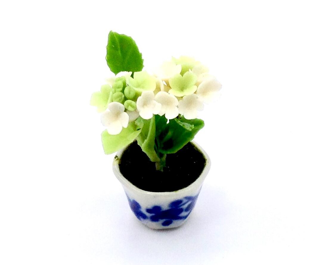 Flower Artificial Plant Hydrangea White Miniature Dollhouse Clay ...