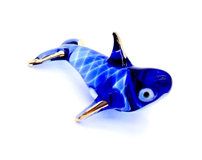 Orca Miniature Glass Killer Whale Animal Cute Little Blue White ...