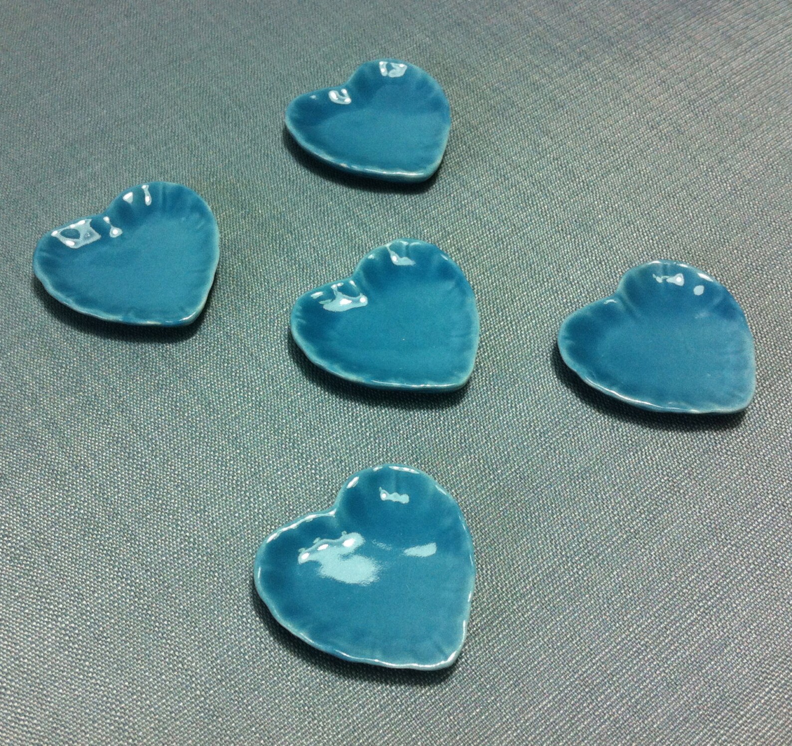 Plates 5 Dishes Miniature Hand Painted Blue Hearts Ceramic - Etsy