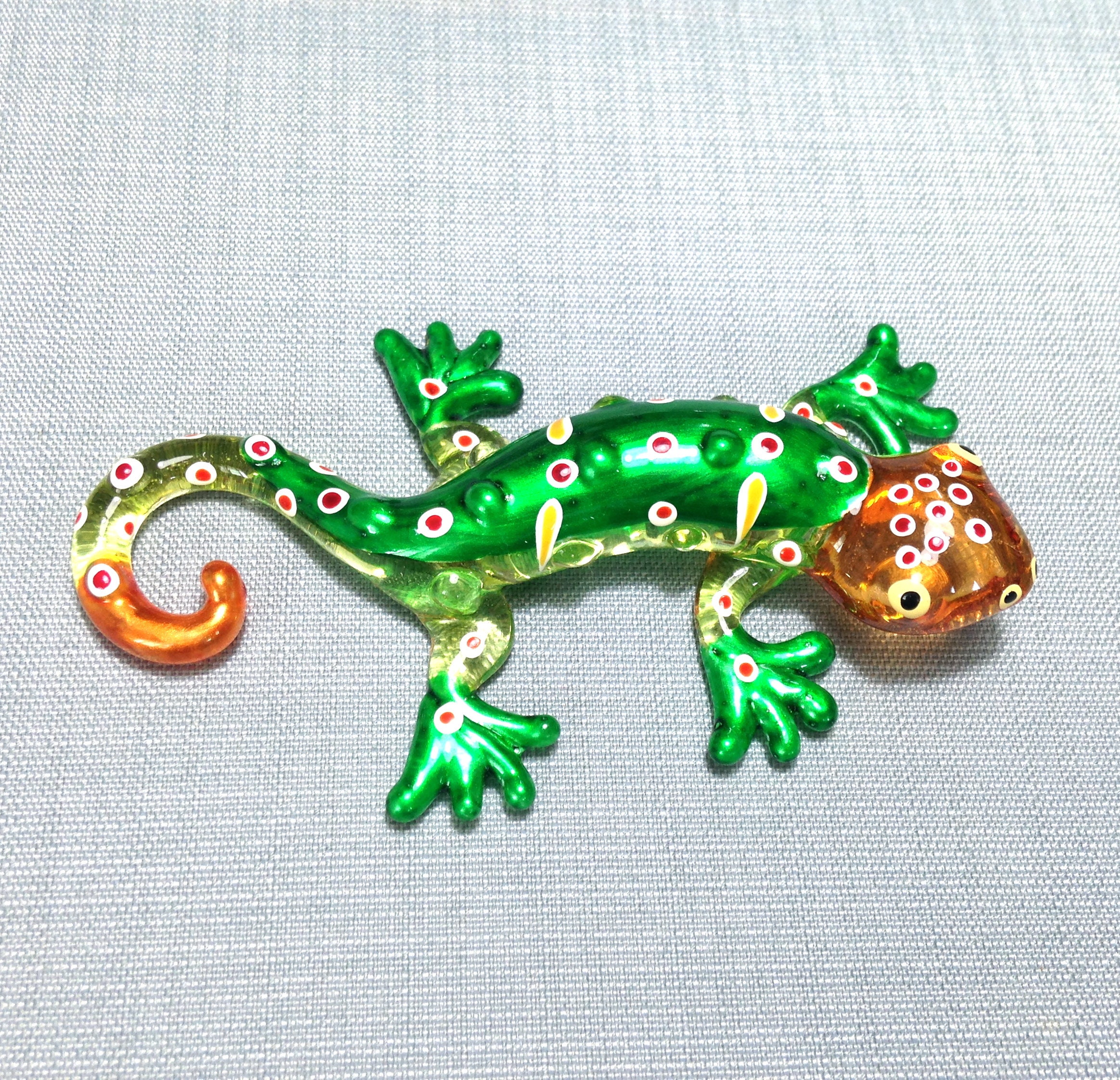 Glass Art Art & Collectibles Blown glass terrarium animal Green lizard ...