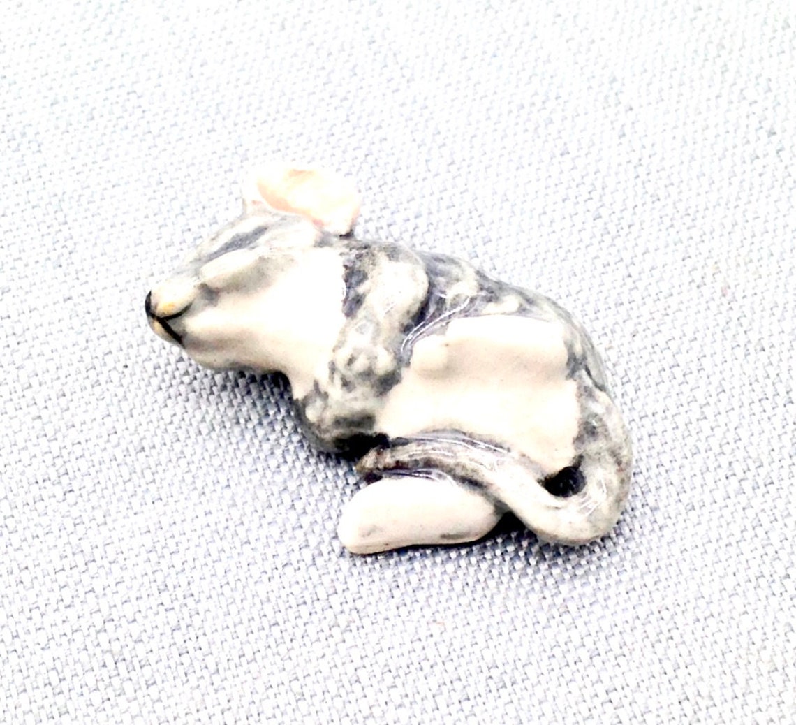 Miniature Ceramic Rat Mouse Sleeping Animal Cute Little Tiny - Etsy