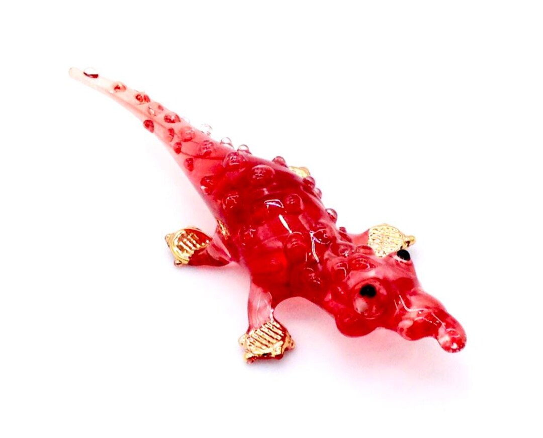 Hand Blown Glass Crocodile Miniature Alligator Reptile Little Animal ...