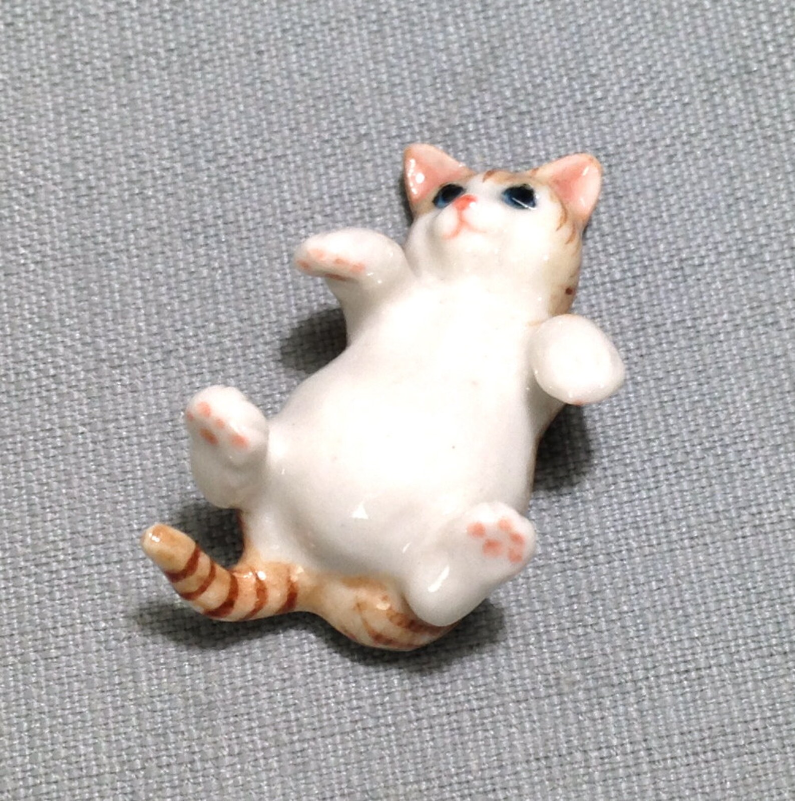 Miniature Ceramic Cat Kitty Playing Animal Cute Little Tiny | Etsy