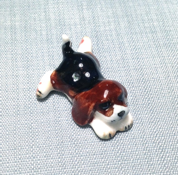 Miniature Ceramic Beagle Laying Dog Cute Little Tiny Small | Etsy